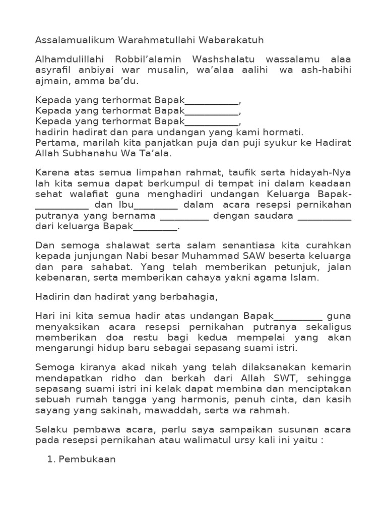 Naskah MC Pernikahan Tempat Lakilaki | PDF