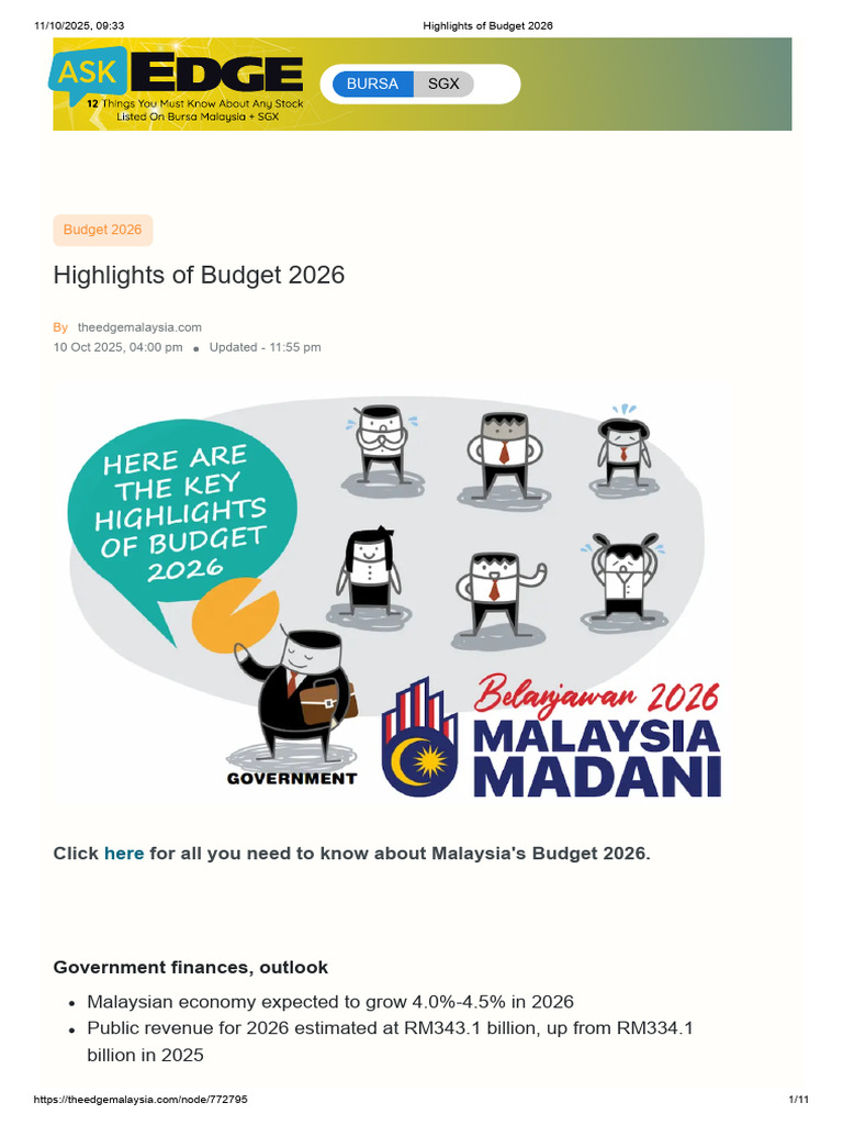 Highlights of Budget 2026 | PDF | Cost Of Living | Tax Exemption