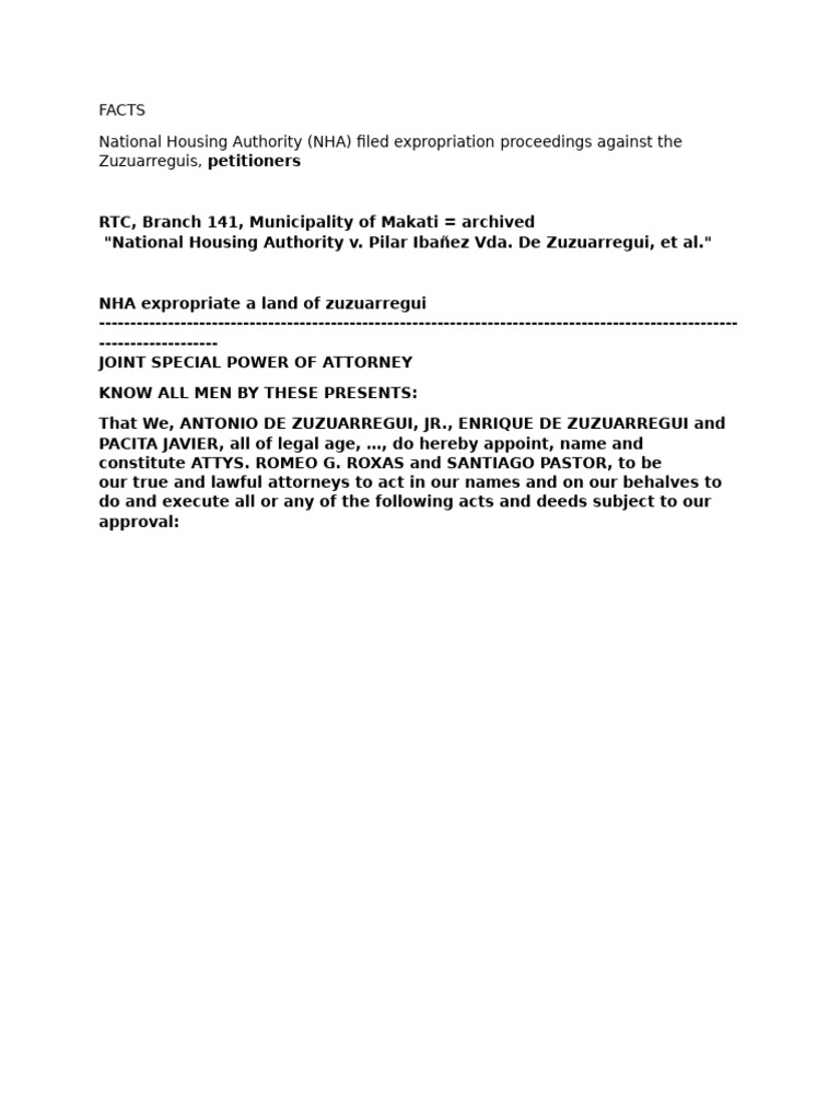 NHA Expropriation Case Overview | PDF