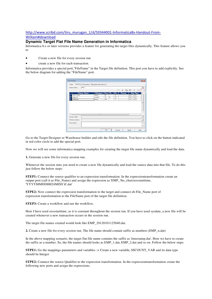 Informatica Dynamic File Naming | PDF | Filename | Parameter (Computer ...