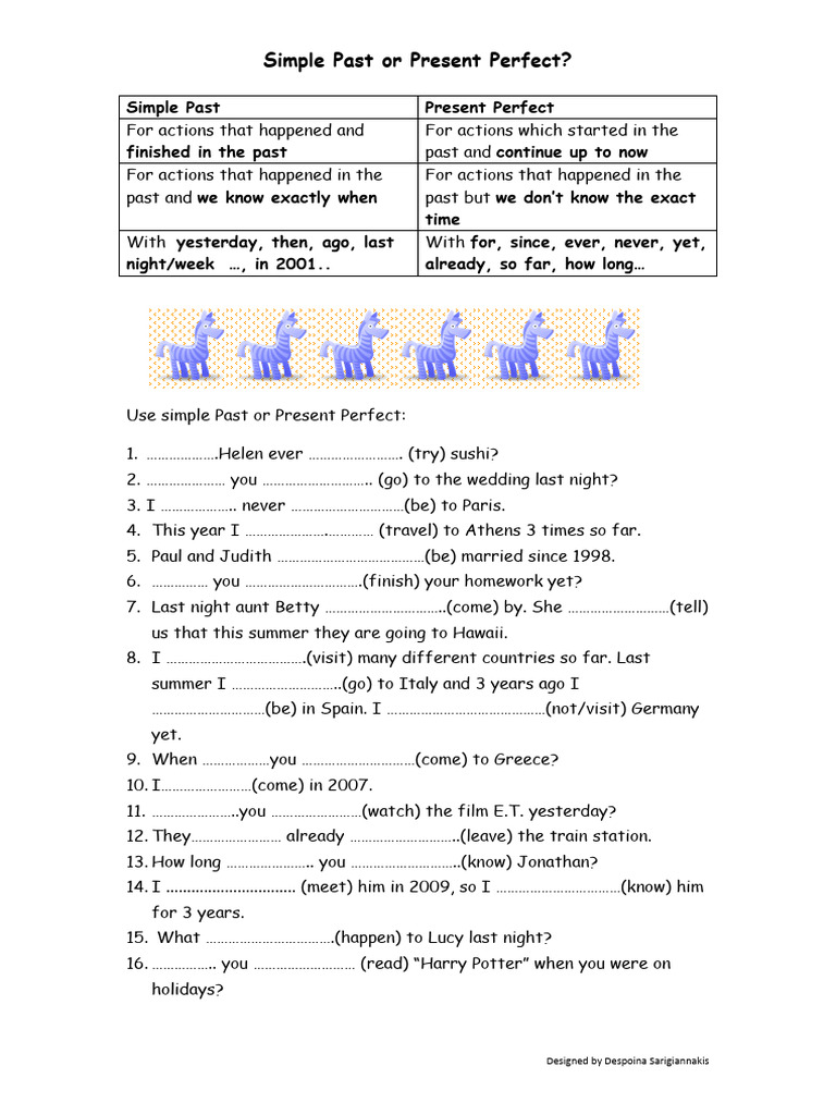 Simple Past and Present Perfect Grammar Drills Grammar Guides 17260 | PDF