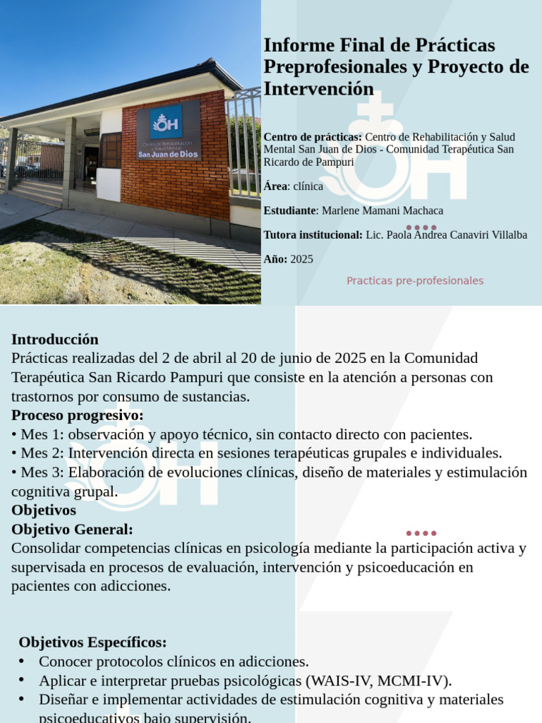 San Juan de Dios - Marlene Mamani Machaca | PDF | Psicología clínica | Cognición