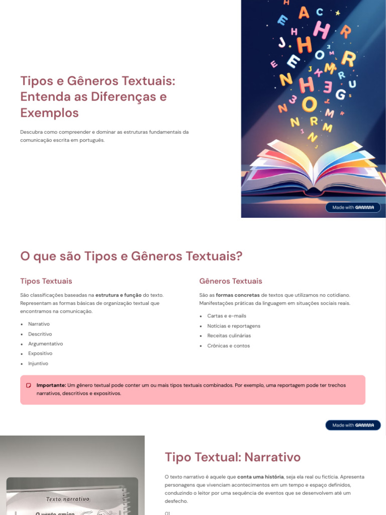 Tipos e Generos Textuais Entenda As Diferencas e Exemplos | PDF