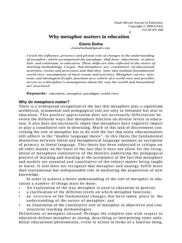 Metaphors Used in Classrooms | PDF | Metaphor | Knowledge