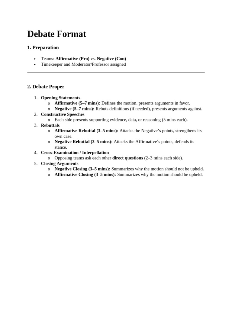 Debate Format | PDF