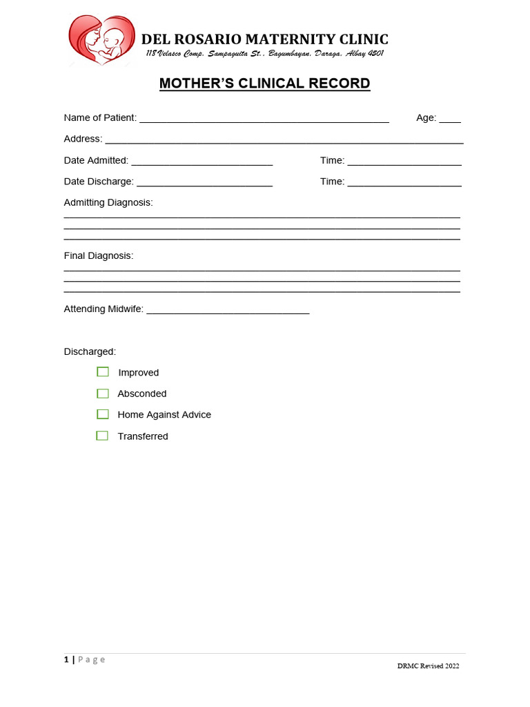 Mothers Chart With Notes | PDF | Childbirth | Medical Specialties