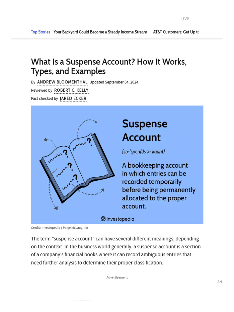 What Is A Suspense Account - How It Works, Types, and Examples | PDF ...