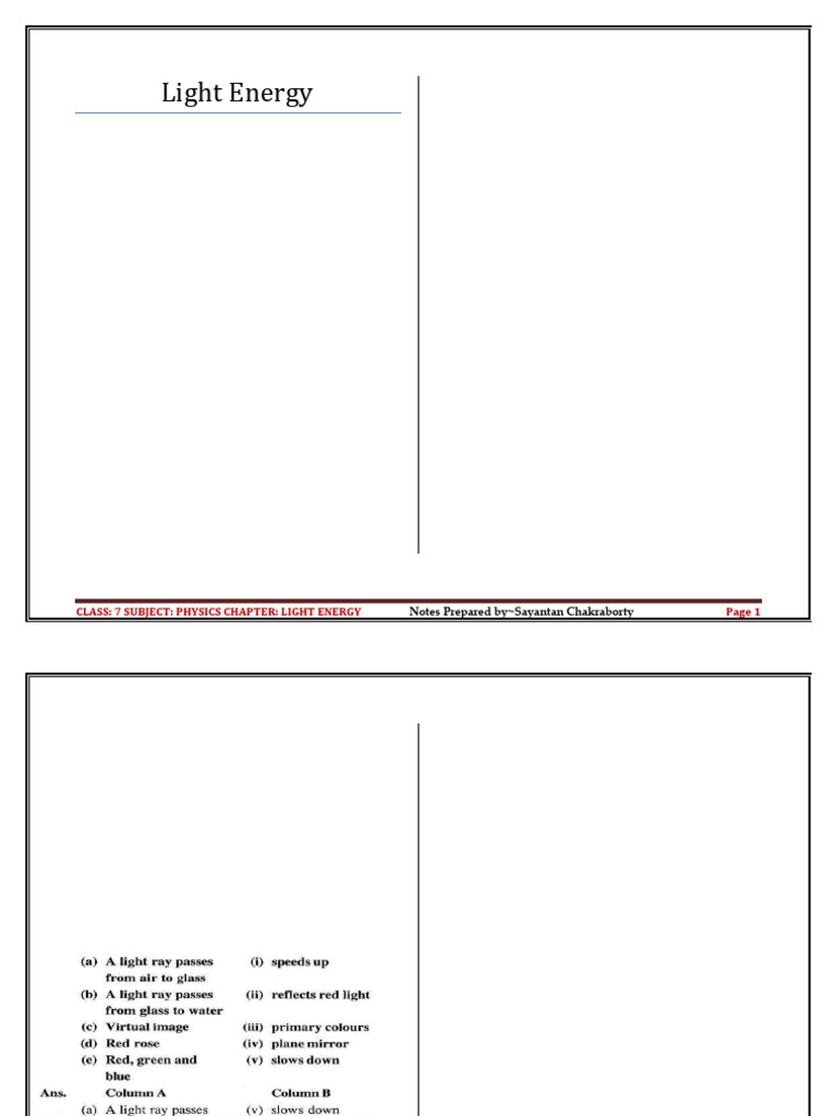 Light Energy: A. Objective Questions 1. Write True or False For Each ...