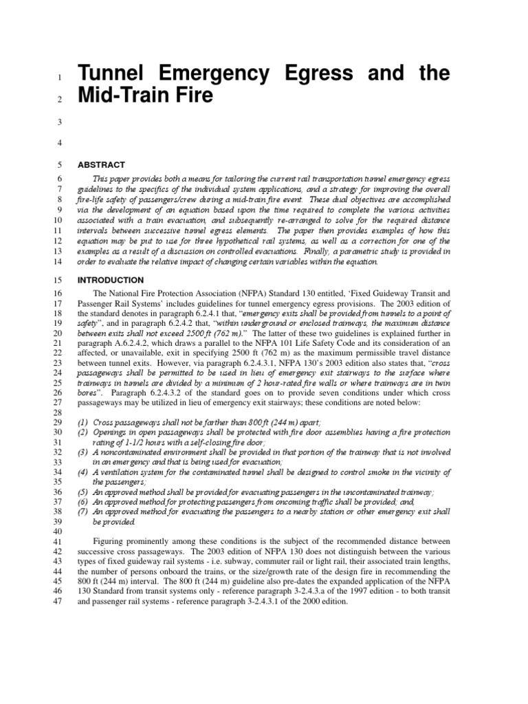 Tunnel Emer Egress & Mid-Train Fire - R3 | PDF | Emergency Evacuation ...
