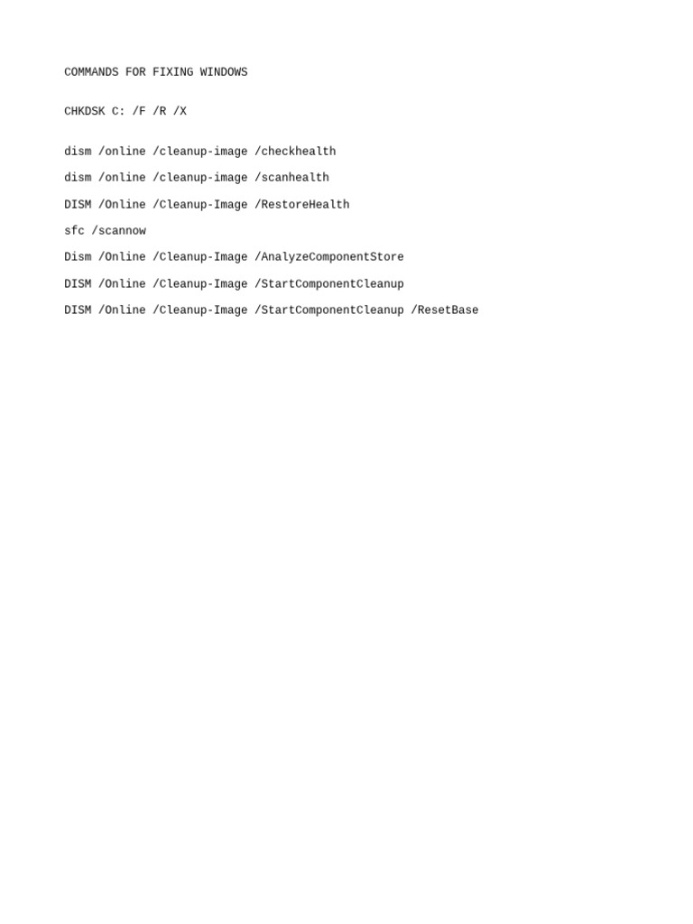 Commands For Fixing Windows | PDF