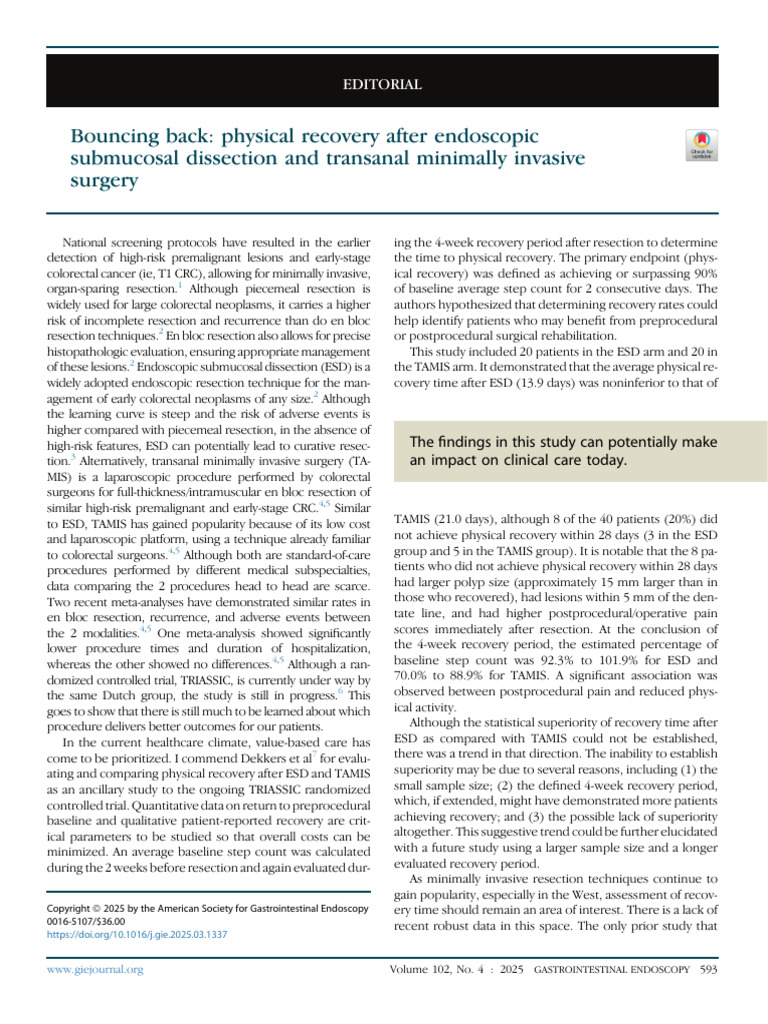 Bouncing Back Physical Recovery After Endoscopic | PDF | Colorectal ...
