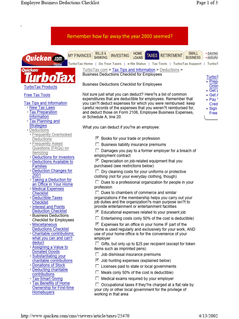 Employee Business Deductions Guide | PDF | Expense | Tax Deduction