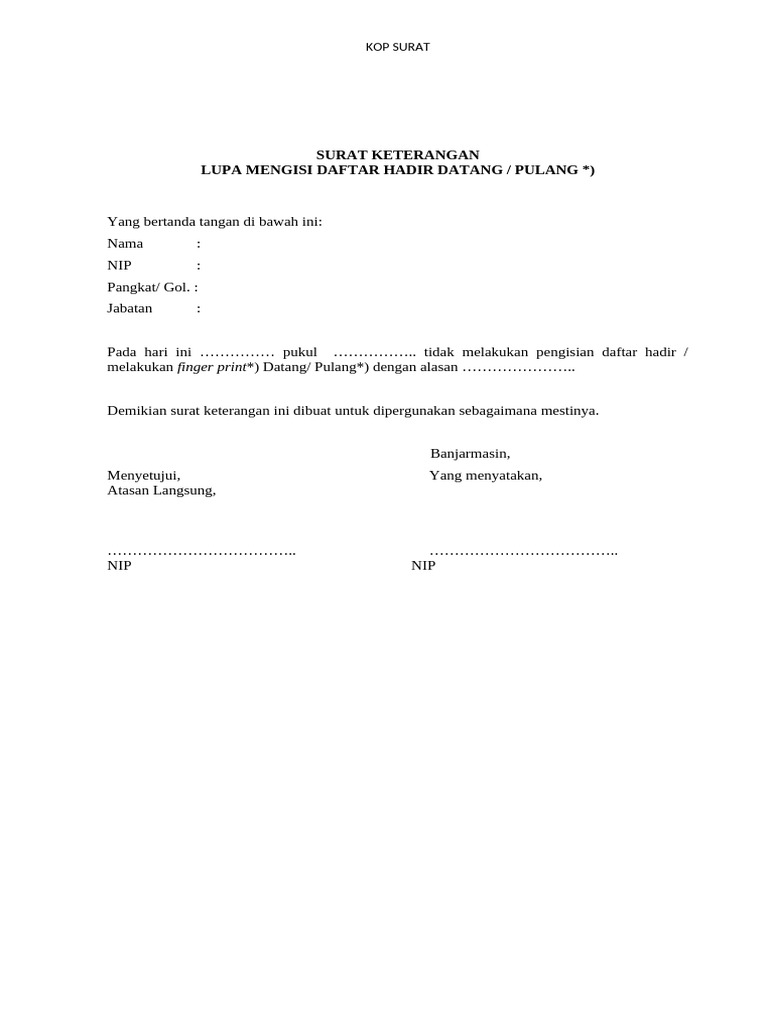 Form Lupa Absen | PDF