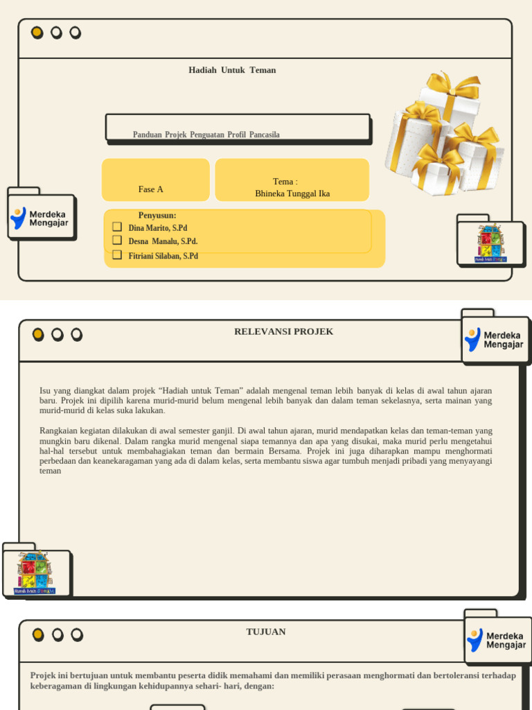 Modul Projek Bhinneka Tunggal Ika - Hadiah Untuk Teman - Fase A | PDF