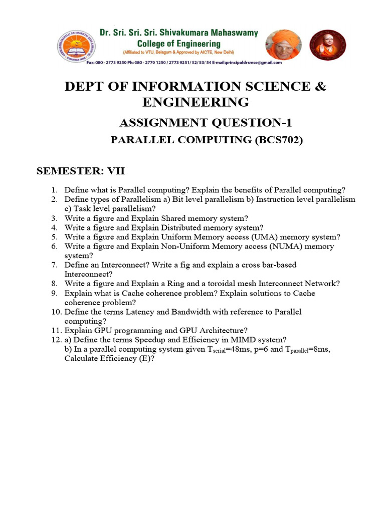 Assignment Questions 1 On PC Bcs702 | PDF