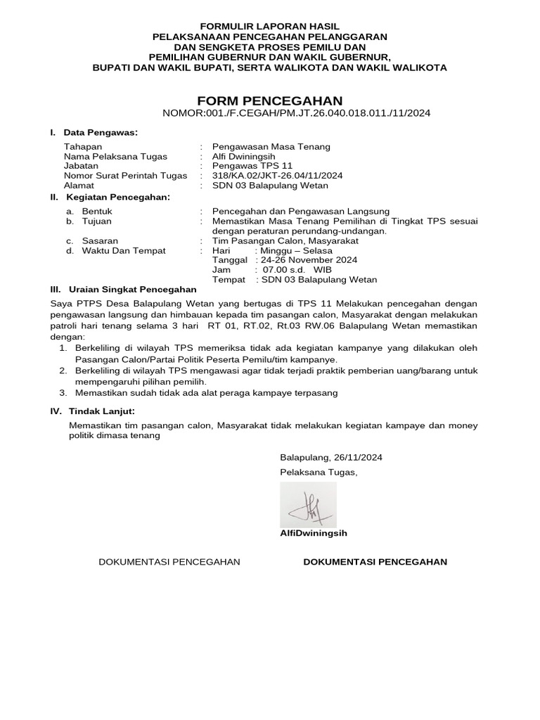 001 Form F Masa Tenang | PDF