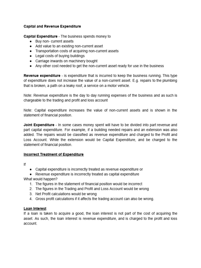 Capital and Revenue Expenditure | PDF