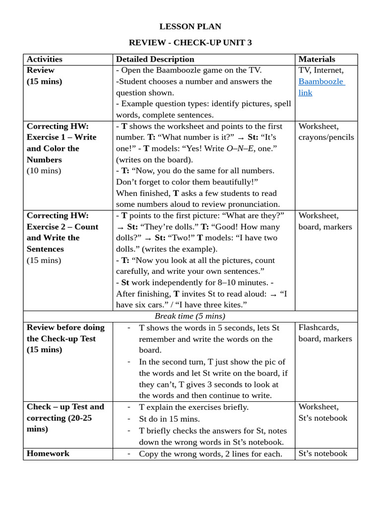 Unit 3 Review Lesson Plan | PDF