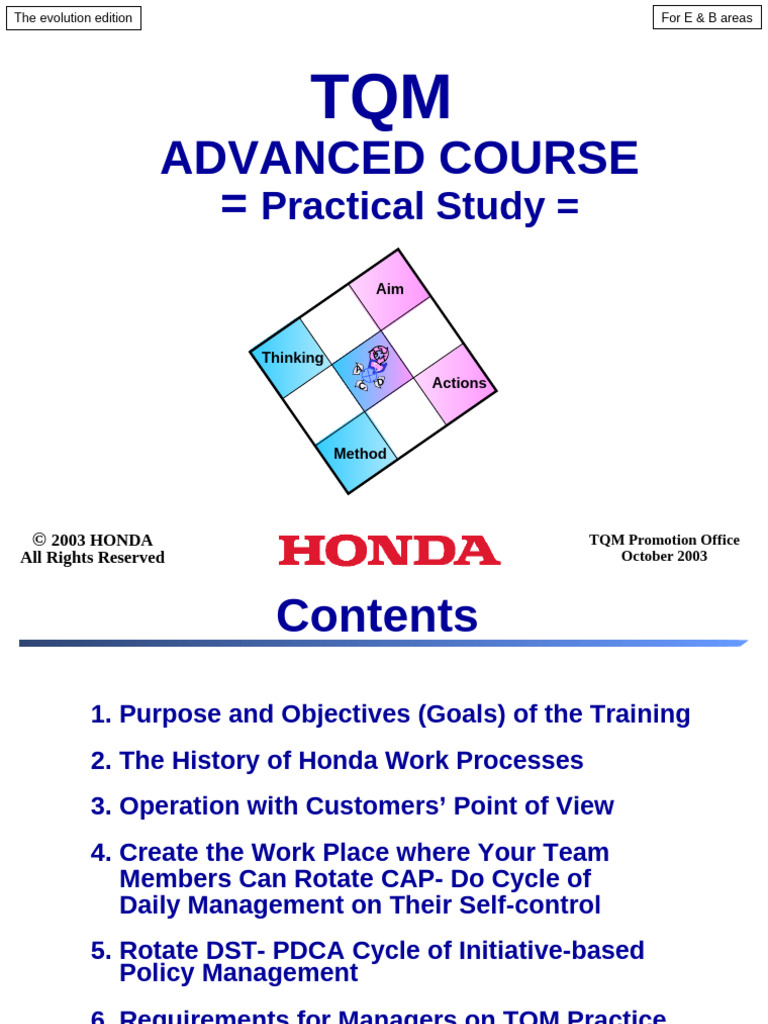 TQM Advanced Course Overview | PDF | Policy | Brand