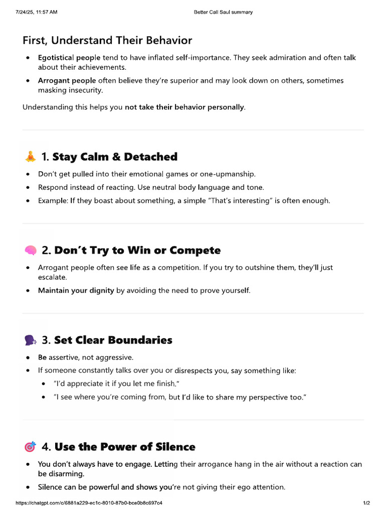 Dealing With Egotistical and Arrogant People | PDF