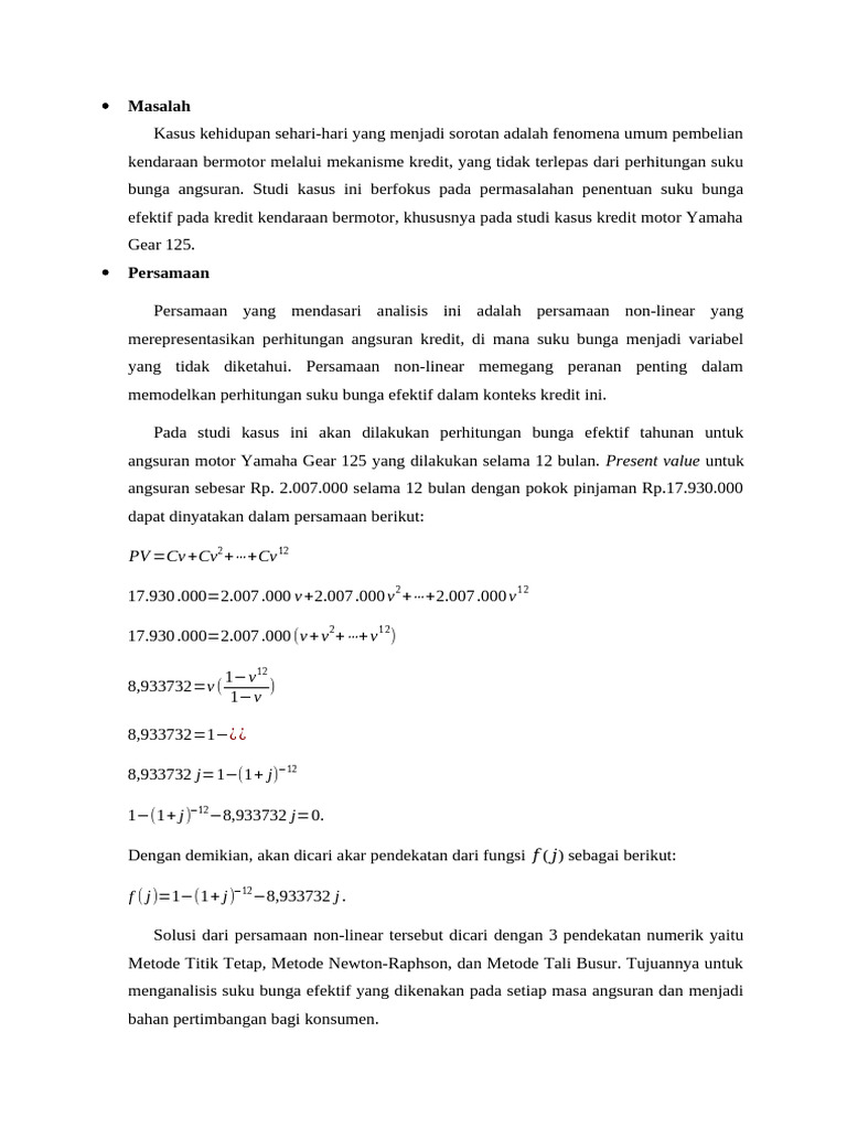 Suku Bunga Efektif Kredit Motor Yamaha | PDF