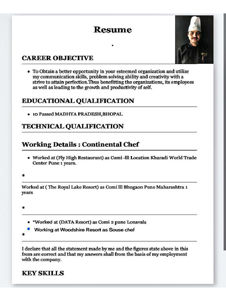 Bhawar Chef CV | PDF