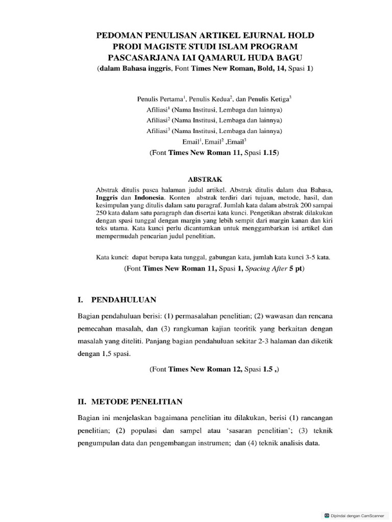 Pedoman Penulisan Artikel HOLD | PDF