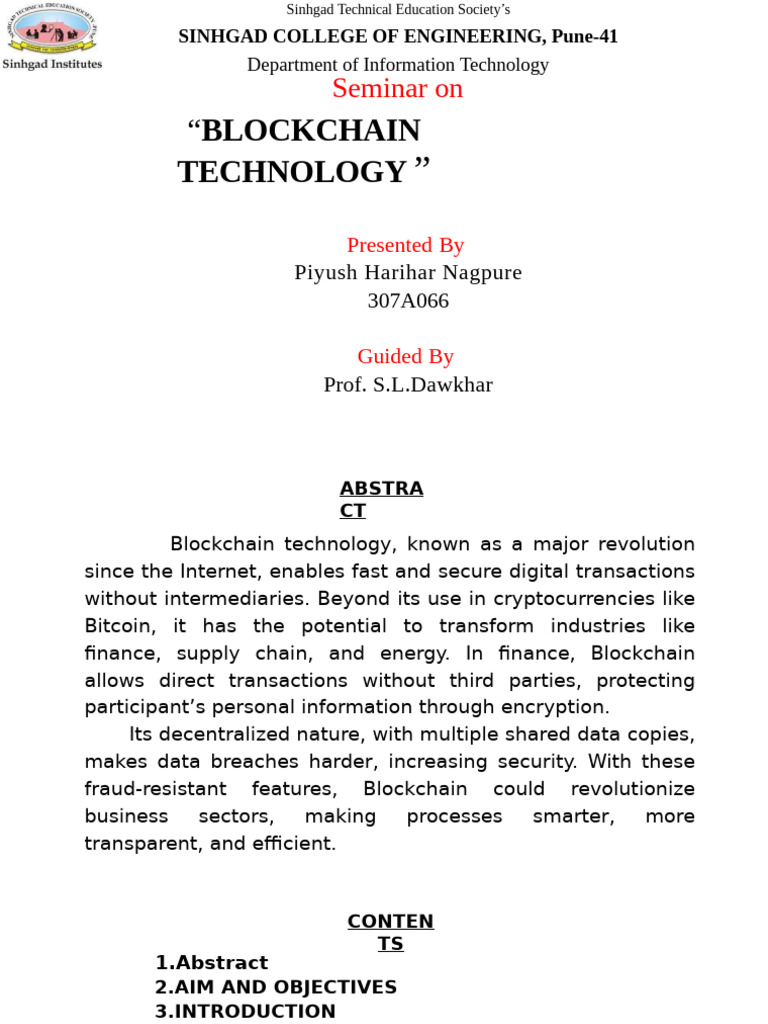 BLOCKCHAIN Technology (1) Piyush | PDF | Bitcoin | Computing