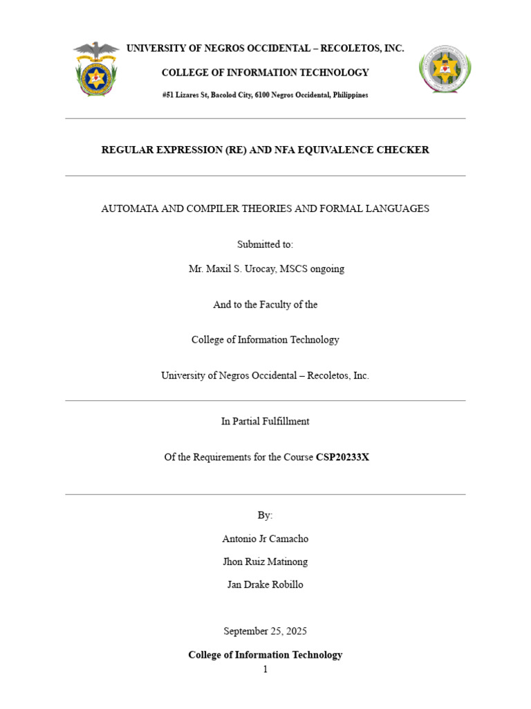 Regular Expression (Re) and Nfa Equivalence Checker | PDF | Regular ...