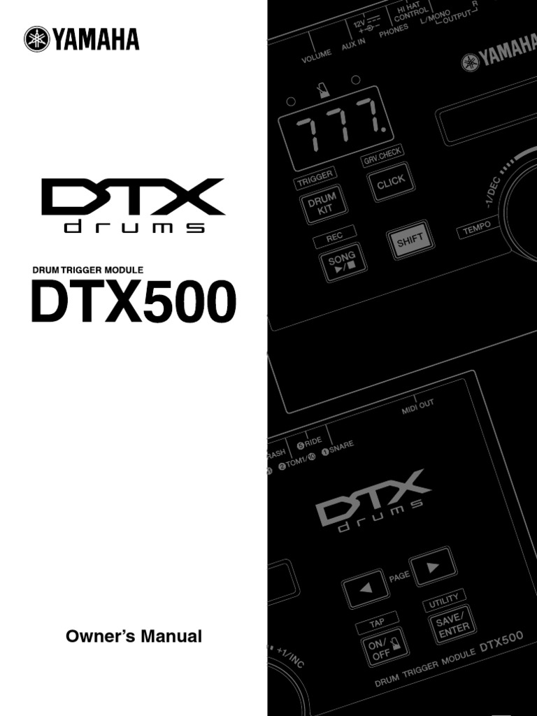 DTX500 Drum Trigger Module Owners Manual | PDF | Drum Kit | Power Supply