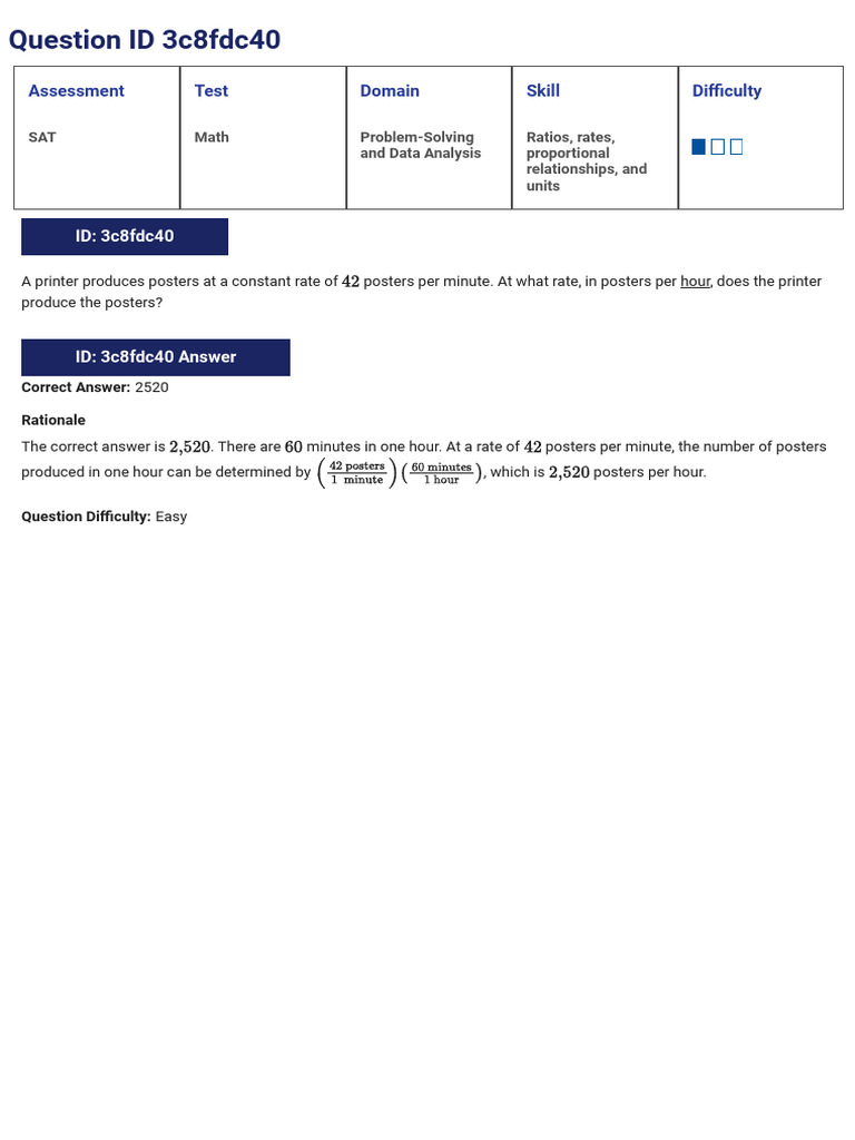 SAT - Problem-Solving and Data Analysis - Easy | PDF | Sat | Median