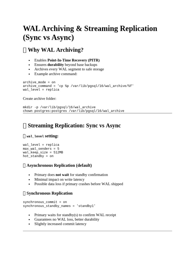 WAL Archiving and Replication | PDF | Replication (Computing) | Postgre Sql