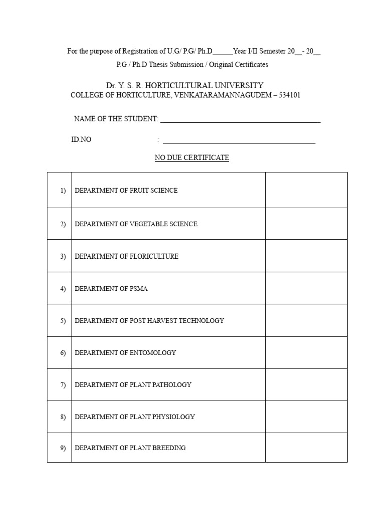 No Due Form For All Purposes 1 | PDF