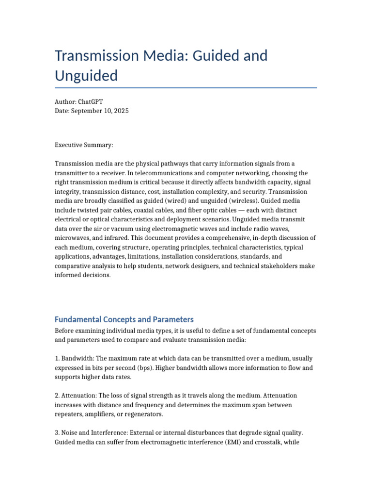 Guided vs. Unguided Transmission Media | PDF | Transmission Medium ...