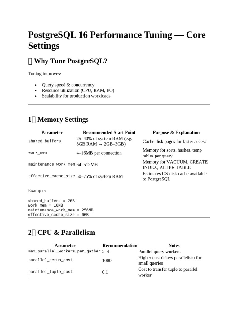 PostgreSQL 16 Performance Tuning Guide | PDF | Postgre Sql | Data ...