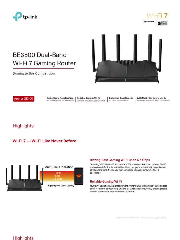 Archer GE400 - 1.0 - Datasheet | PDF | Wi Fi | Ieee 802.11