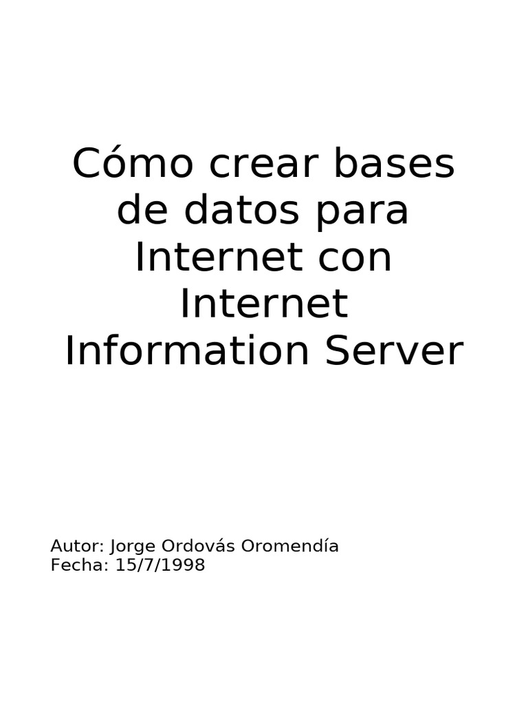 Cómo Crear BD para Internet | PDF | SQL | Base de datos relacional