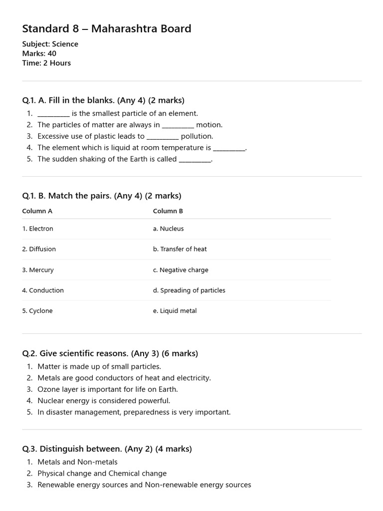 FSE Science Question Paper | PDF