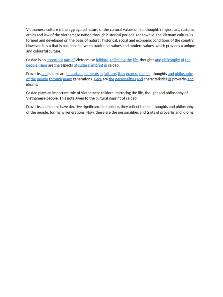 Vietnamese Culture Is The Aggregated Nature of The Cultural Values of ...