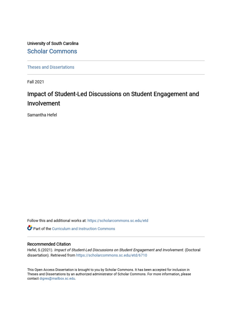 Impact of Student-Led Discussions on Student Engagement and Invol | PDF ...