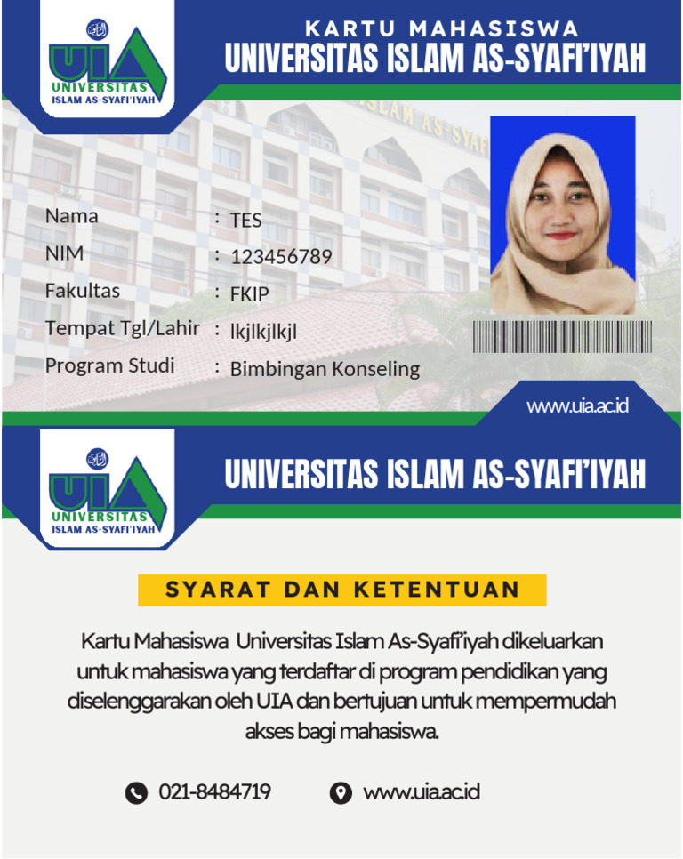 Putih Hitam Kuning Sederhana Kartu Mahasiswa ID Card | PDF