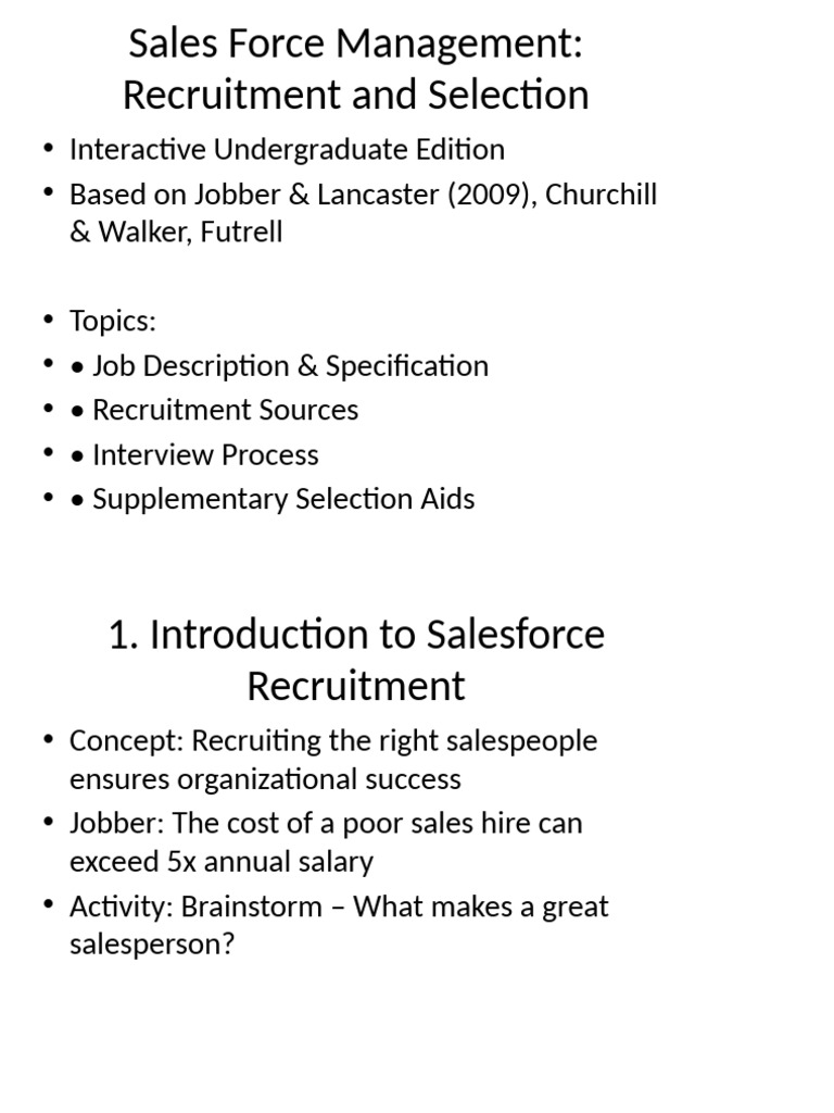 Sales Force Recruitment Strategies Guide | PDF | Recruitment | Sales