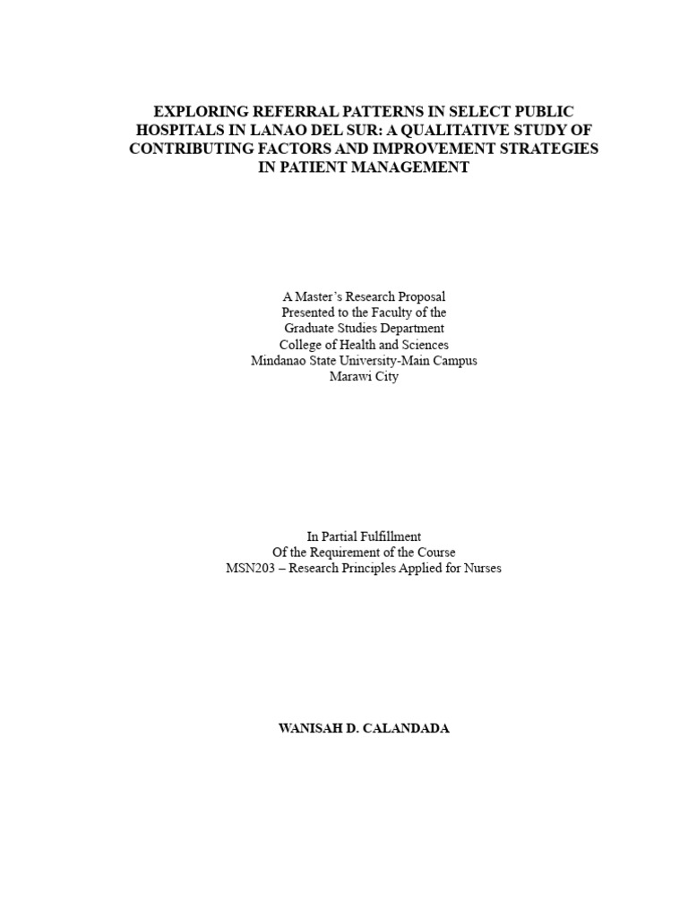 Research Proposal Chapter 1-3 | PDF | Health Care | Policy