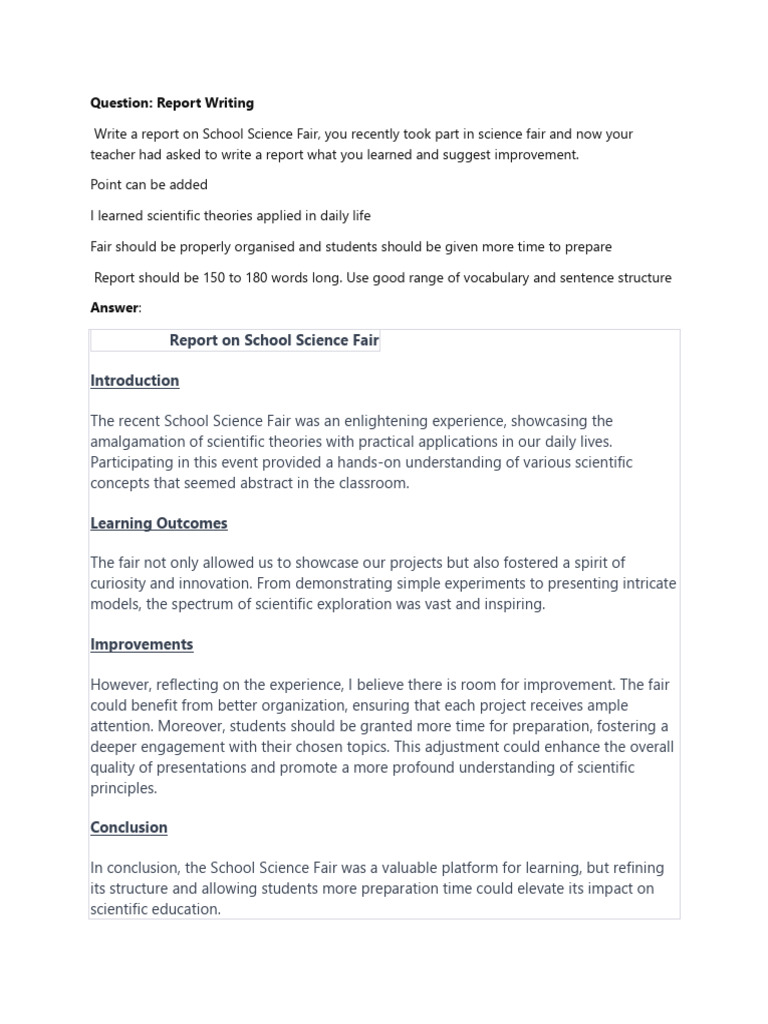 Report Writing - School Science Fair.1706888205 | PDF