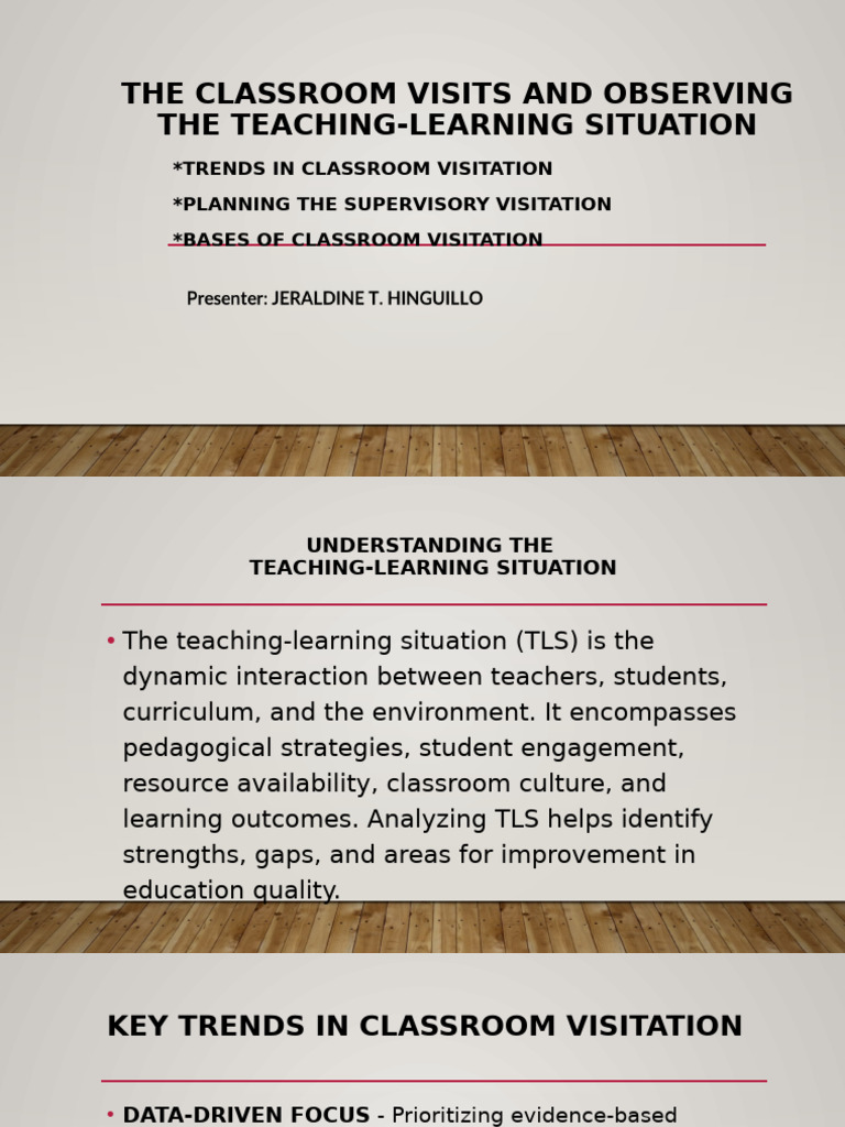 The Classroom Visits and Observing The Teaching Learning Situation | PDF