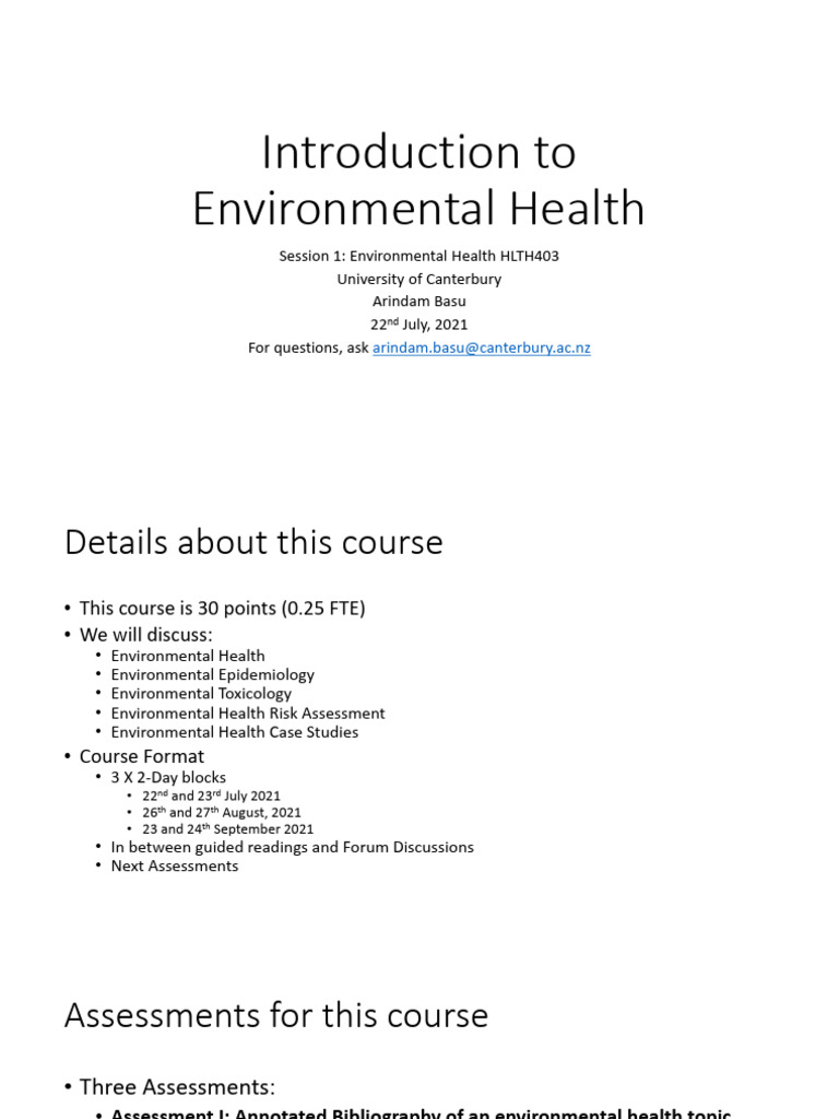 Overview of Environmental Health Course | PDF | Environmental Health ...
