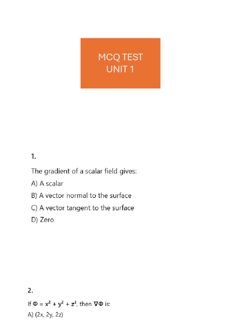 MCQ For Unit 1 - 051255 | PDF