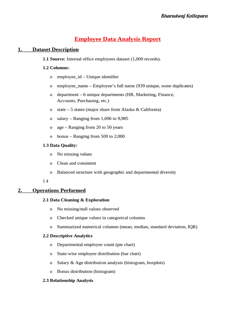 Employee Data Analysis and Insights Report | PDF | Employee Retention ...
