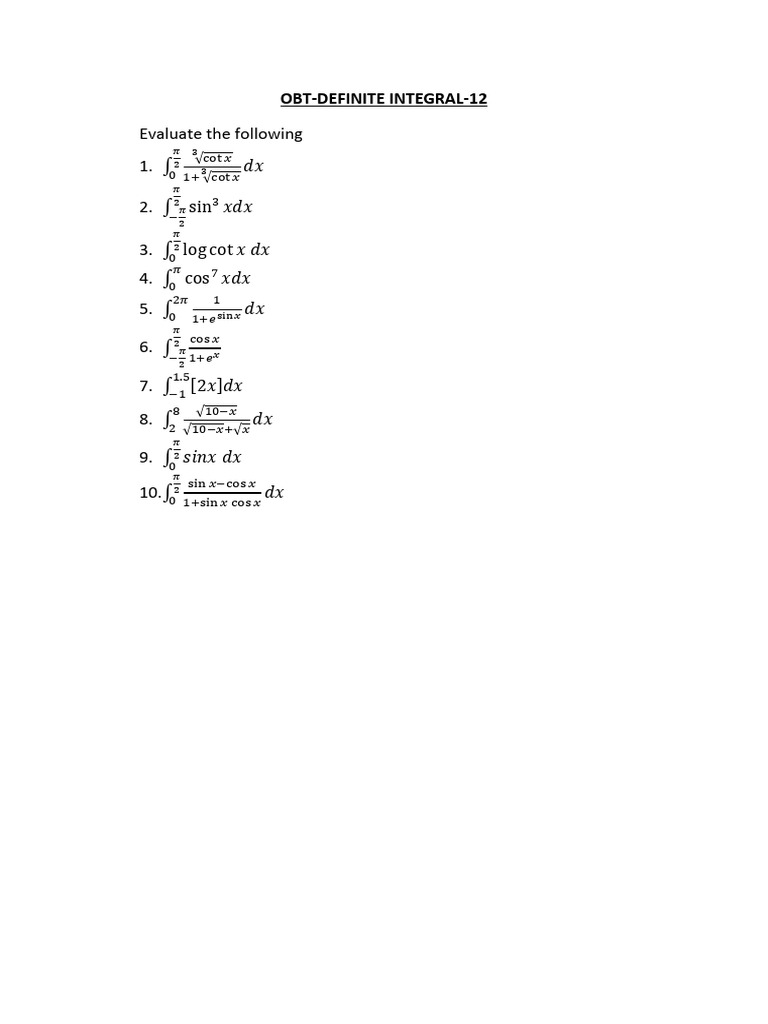 Obt Definite Integrals | PDF