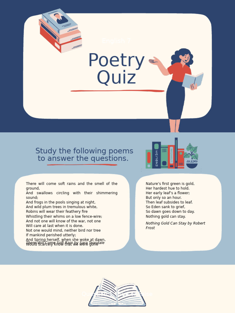 Sound Devices in Poetry Quiz Quiz Presentation in Blue White Friendly ...